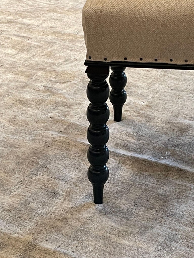 1870c Ebonized Spool Leg Foot Stool, England, 19th Century at 1stDibs