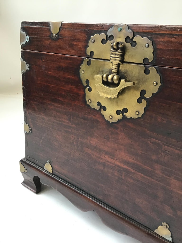 1870s Asian Box on Stand with Brass Accents For Sale at 1stDibs