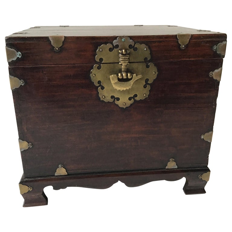 1870s Asian Box on Stand with Brass Accents For Sale at 1stDibs