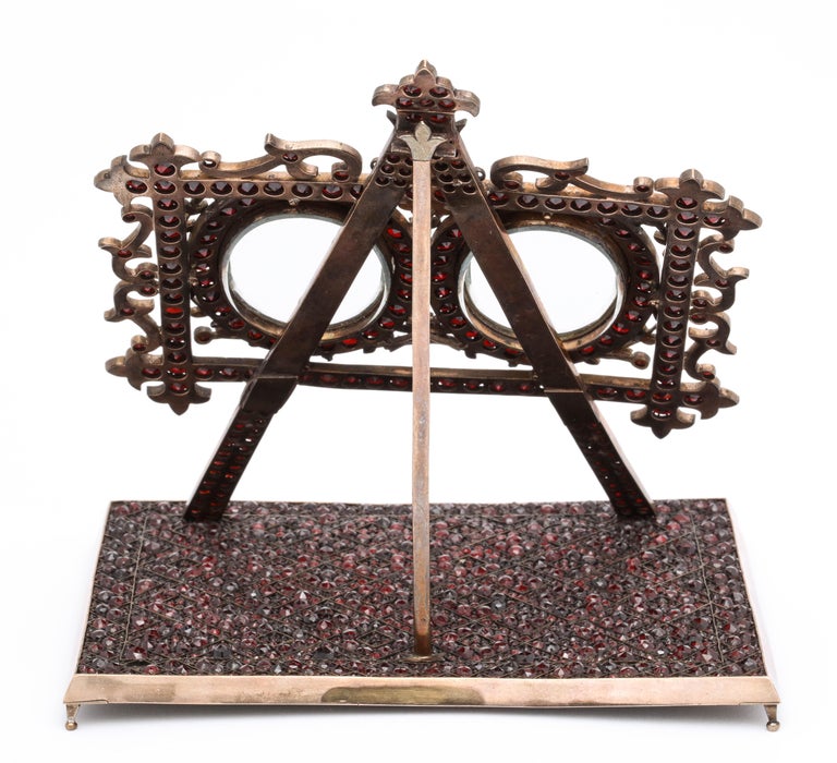 1870s Bohemian Garnet Twin Photo Frame on Oriental Carpet Base For Sale ...