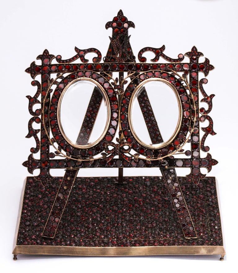 1870s Bohemian Garnet Twin Photo Frame on Oriental Carpet Base For Sale ...