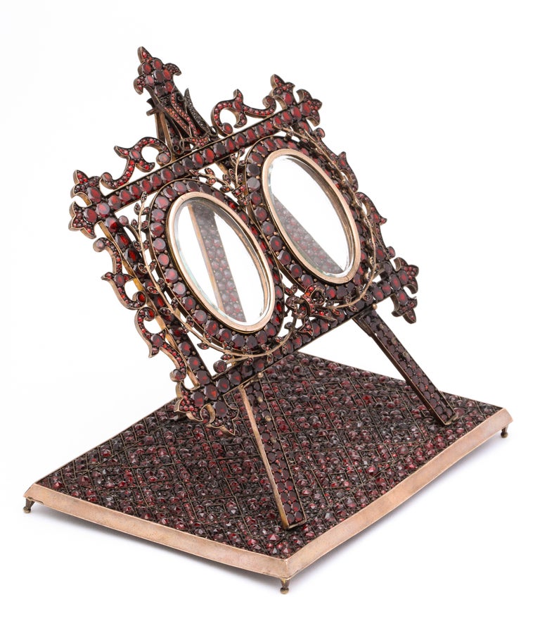 1870s Bohemian Garnet Twin Photo Frame on Oriental Carpet Base For Sale ...