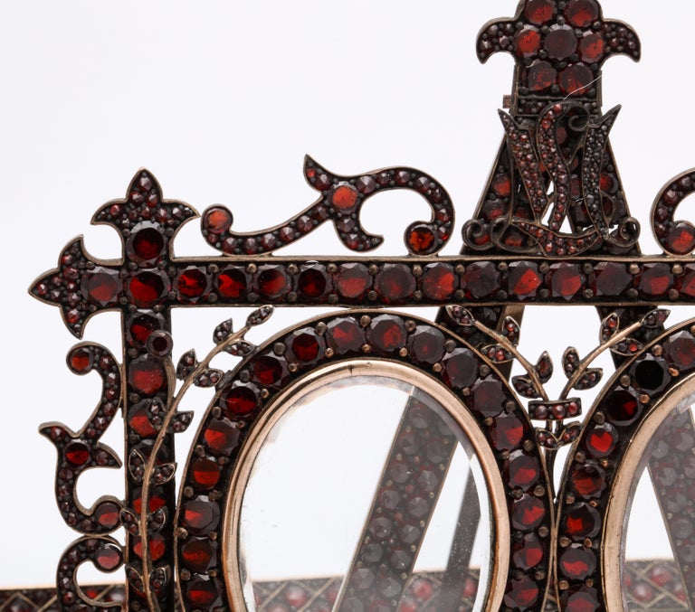 1870s Bohemian Garnet Twin Photo Frame on Oriental Carpet Base For Sale ...