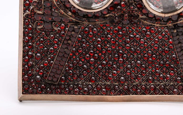 1870s Bohemian Garnet Twin Photo Frame on Oriental Carpet Base For Sale ...