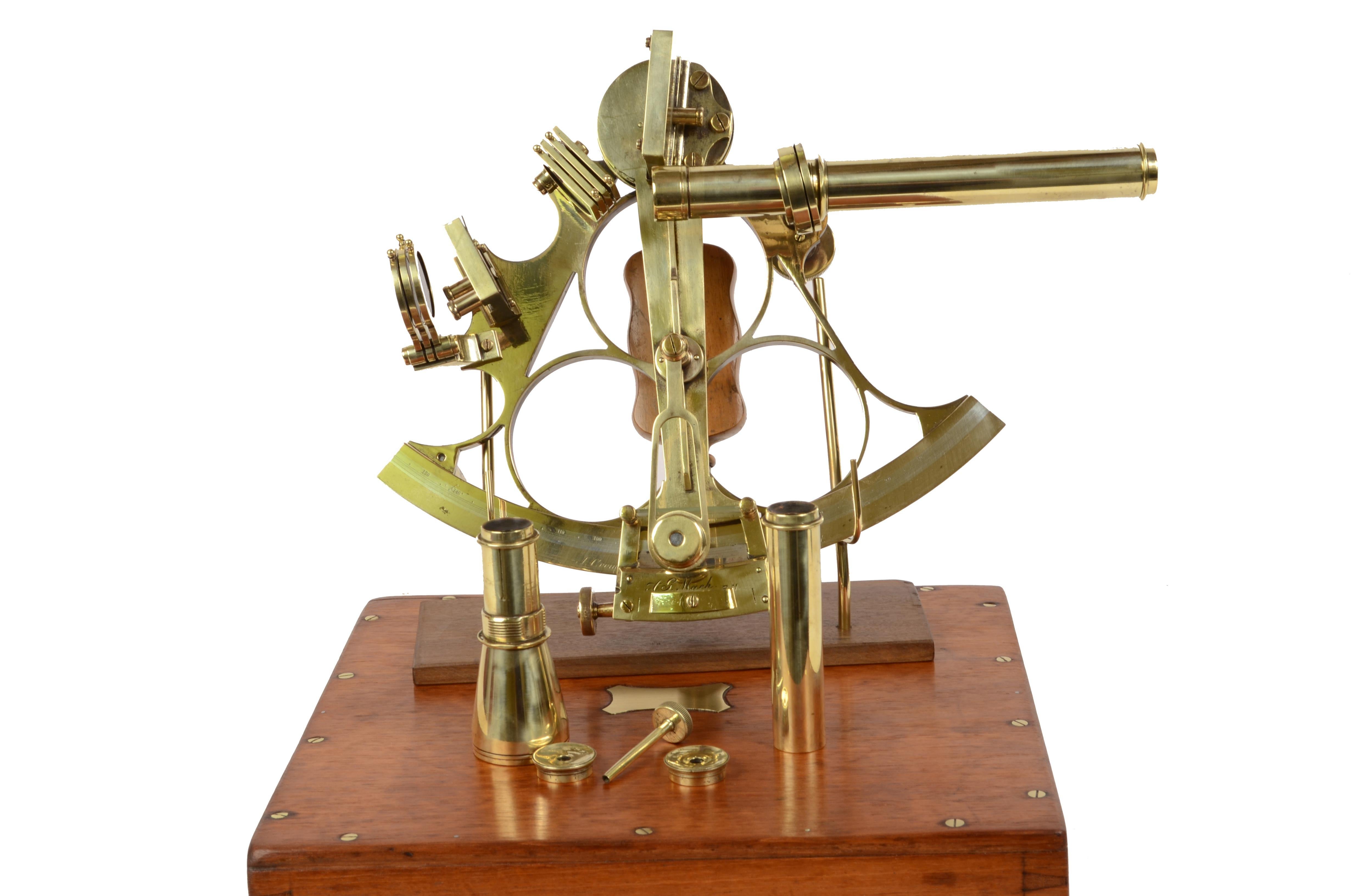 1870s Brass Nautical Sextant Signed Combes Antique Marine Navigation ...
