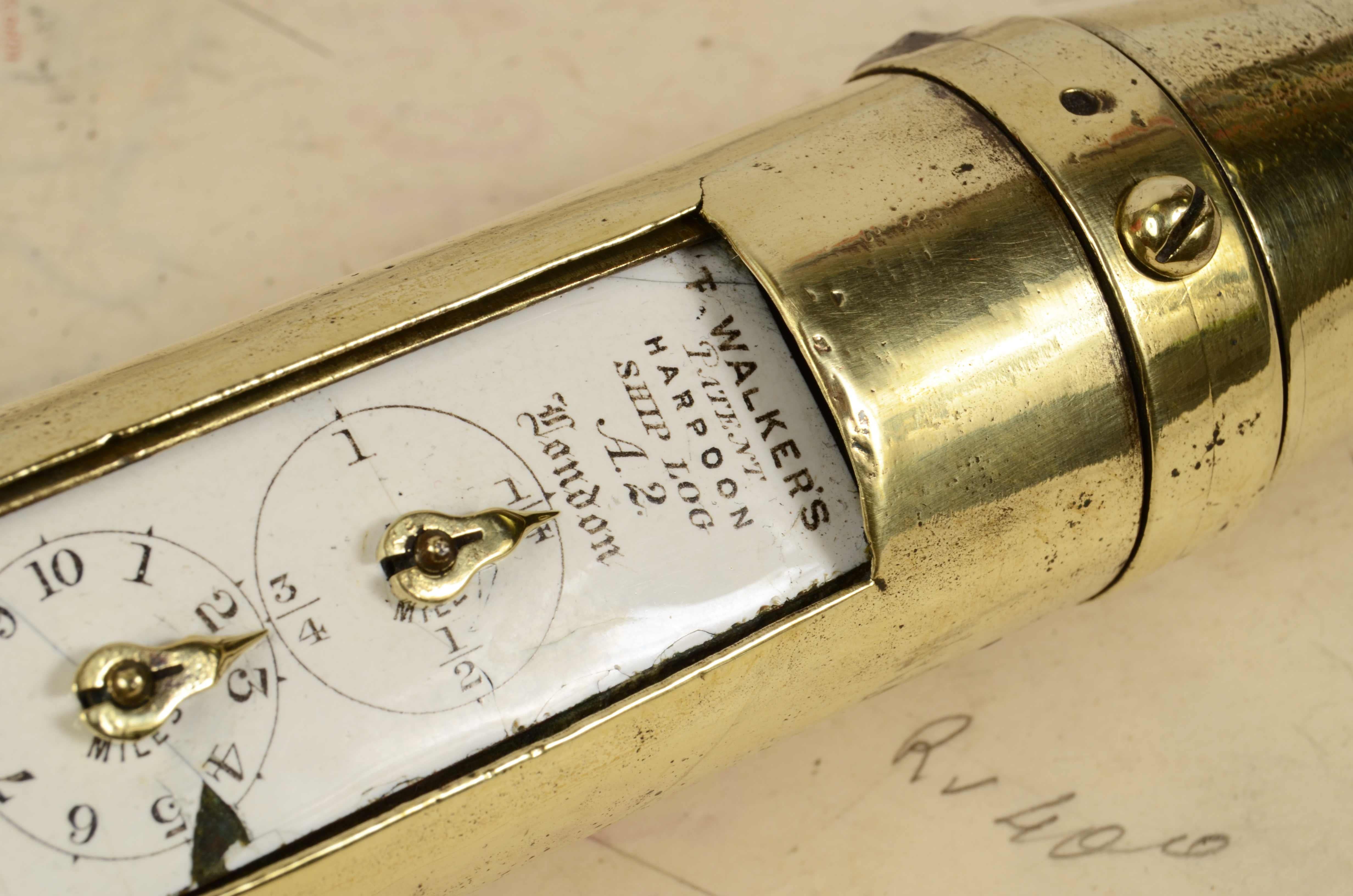 1870s Brass Ship Log Walker's Harpoon Antique Marine Navigation ...