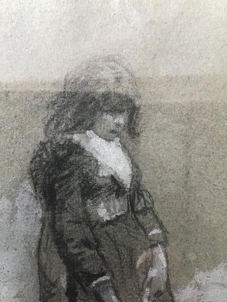 1870s Charcoal Drawing of English Girl For Sale at 1stDibs