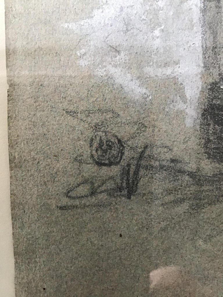 1870s Charcoal Drawing of English Girl For Sale at 1stDibs