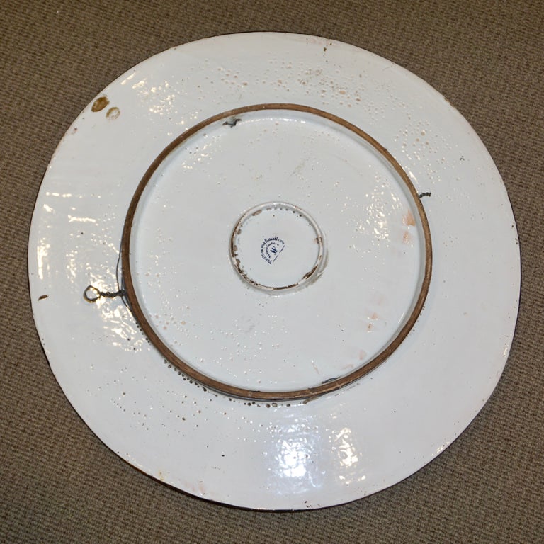 1870s French Rococo Revival Yellow Blue White Enamel Pottery Wall Art ...