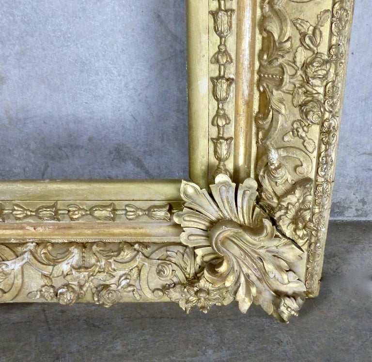 1870s Grand Antique French Gilt Picture Frame at 1stDibs
