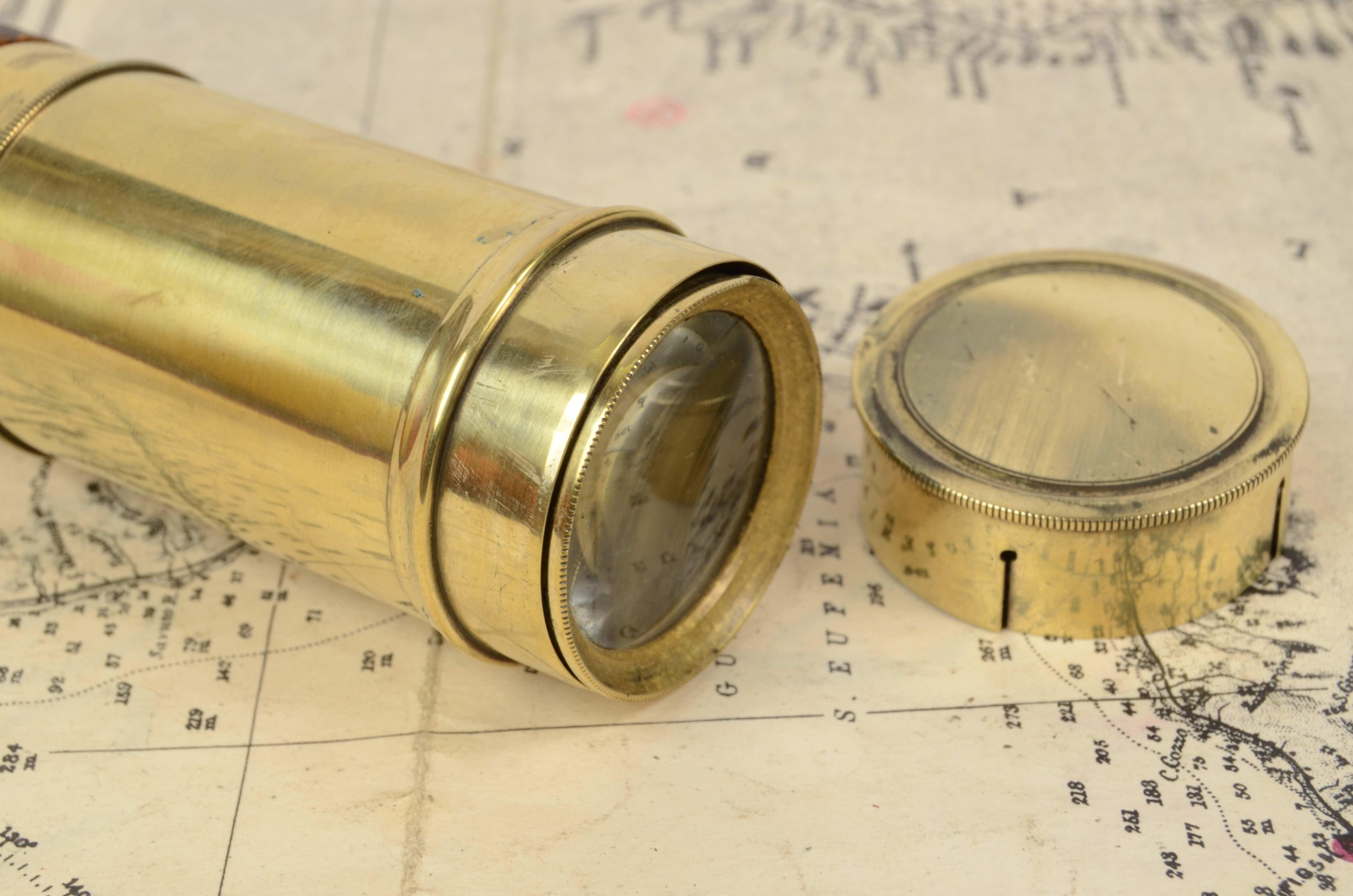 1870s Small Brass and Leather French Telescope Antique Marine ...