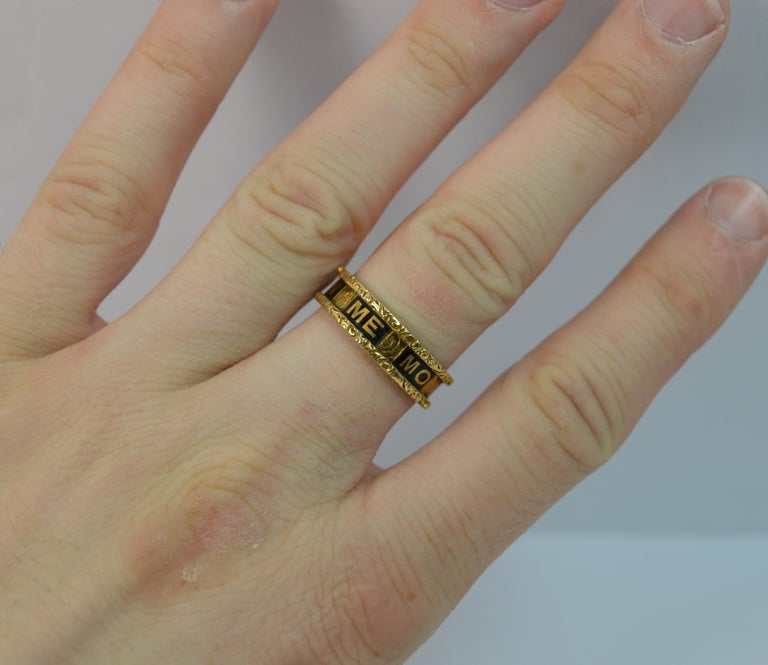 1875 Victorian 18 Carat Gold and Enamel in Memory of Mourning Stack ...