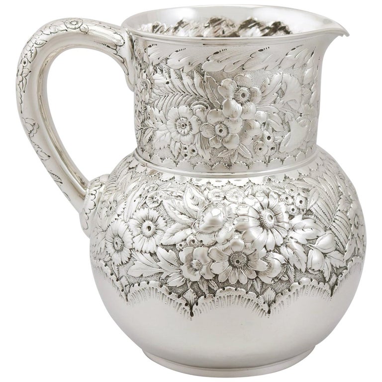 1877 Antique American Sterling Silver Water Pitcher Jug by Tiffany and ...