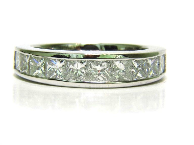 1.88 Carat Diamonds Princess Cut Band 14 Karat Classic Halfway Channel ...