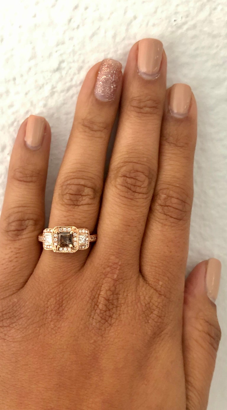 1.88 Carat Natural Fancy Brown Champagne Diamond Three-Stone Engagement ...