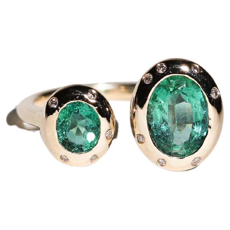 Customizable 1.88 Carat Zambian Emeralds Duo Ring For Sale at 1stDibs