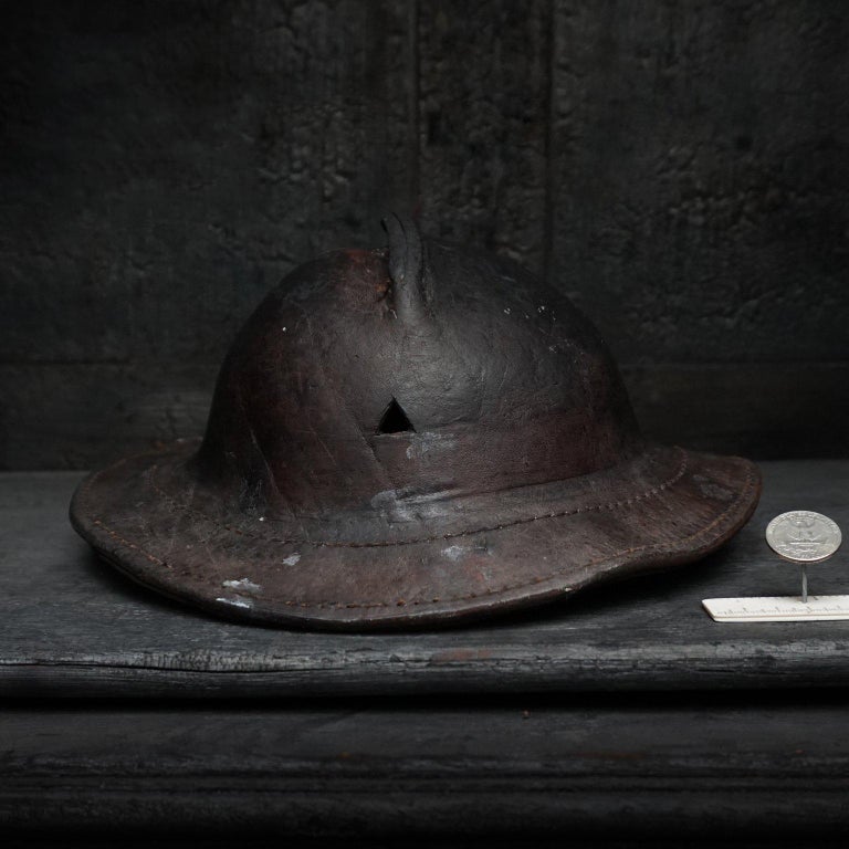 1880 Belgian Leather Miners Hat For Sale at 1stDibs