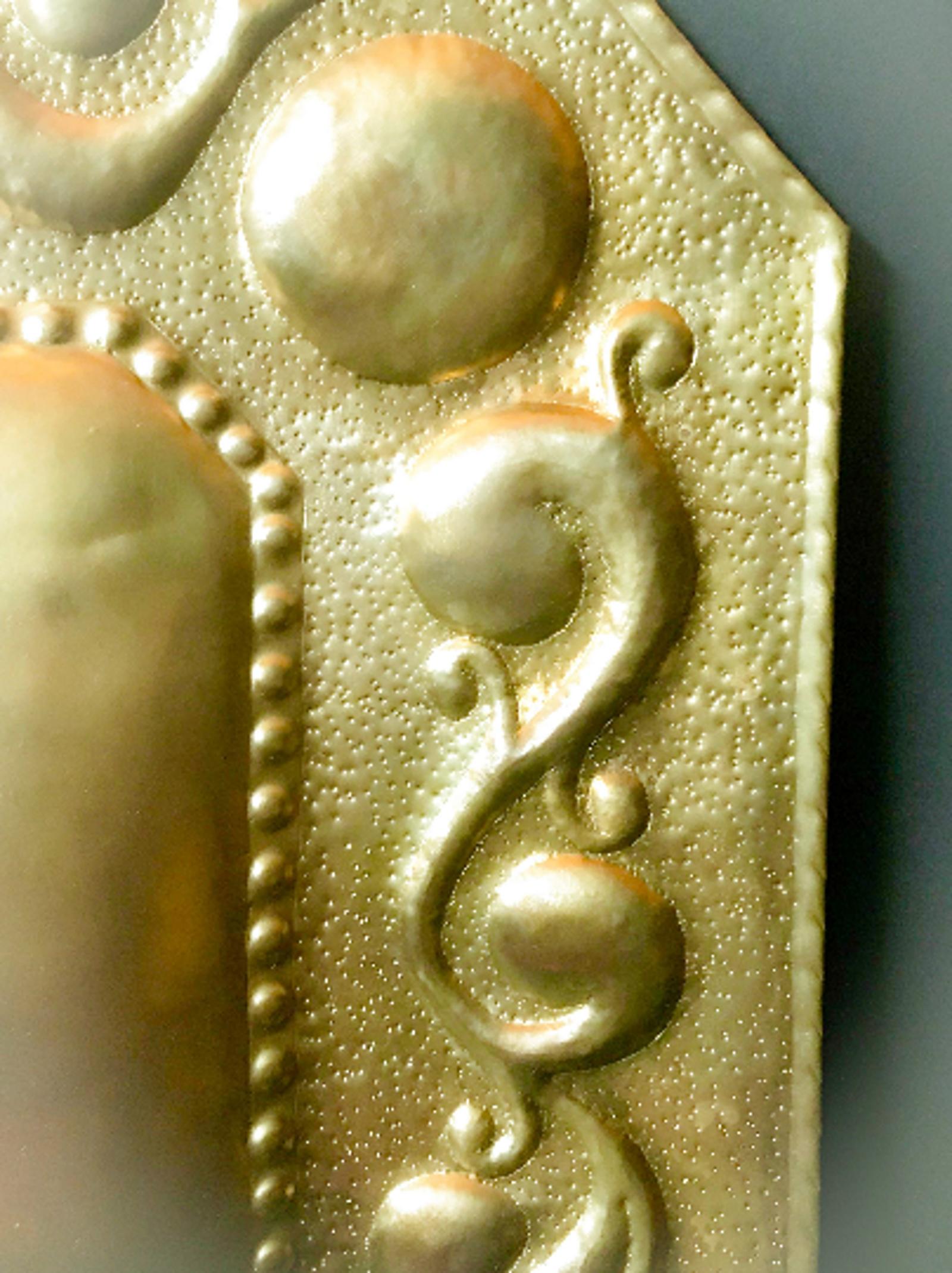 1880 Pair of Dutch Sconces, Repousse Brass Two-Light Wall Blaker at ...