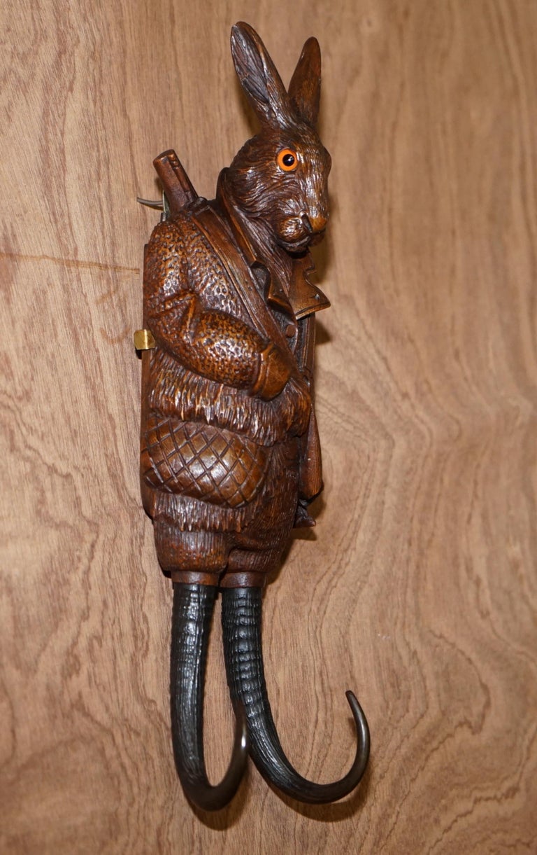 1880 Very Rare Large Musical Swiss Black Forest Rabbit Whip Hook Glass ...