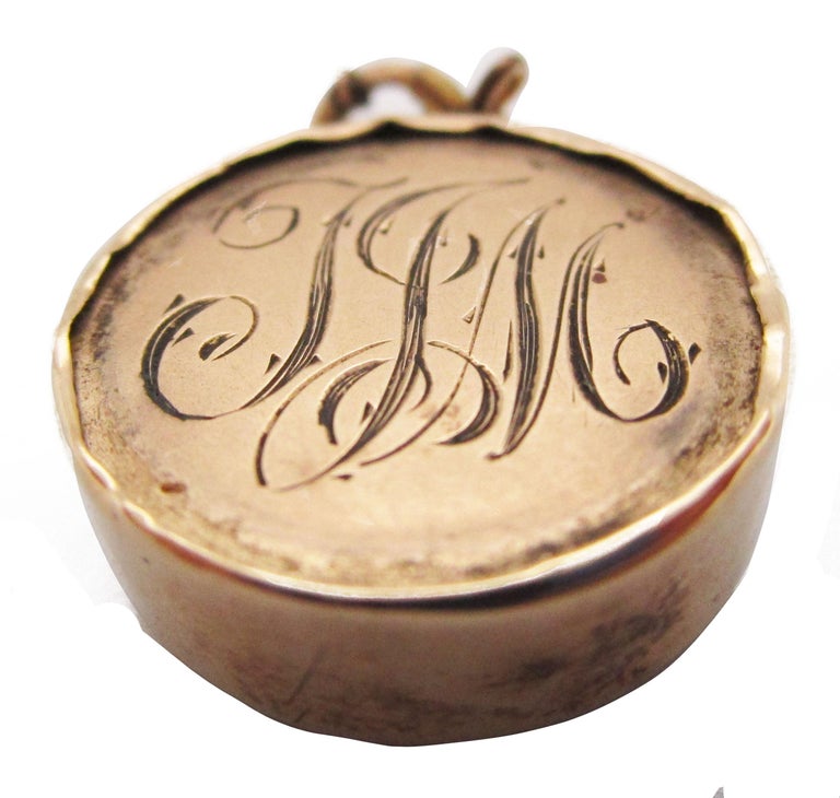 1880 Victorian 14 Karat Rose Gold Compass Watch Fob at 1stDibs