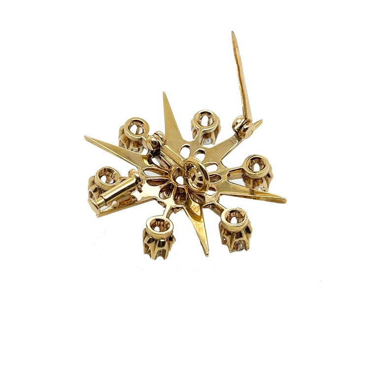 1880 Victorian Old Mine Cut Diamond Star Rose Gold Pin/Pendant For Sale ...