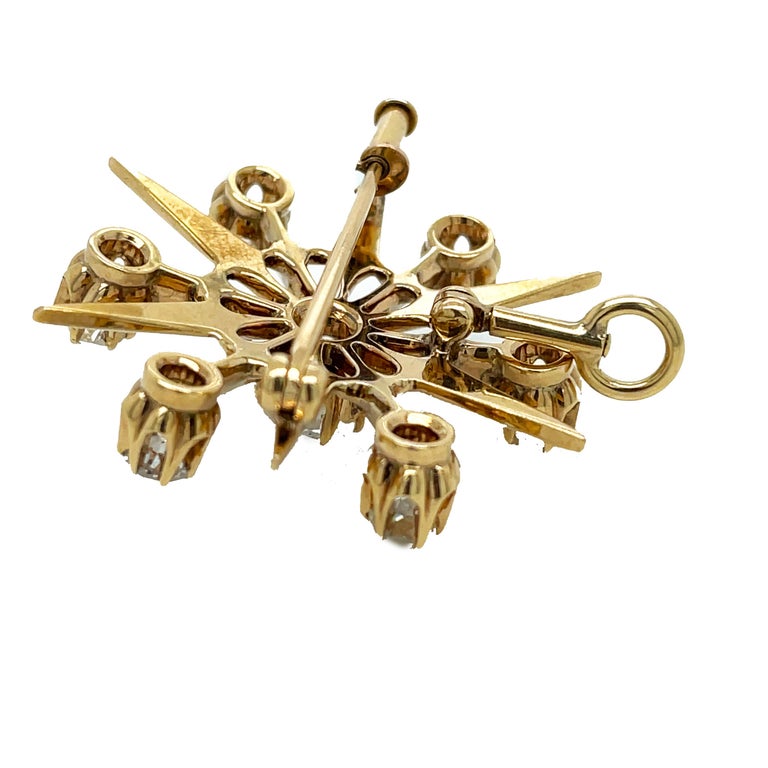 1880 Victorian Old Mine Cut Diamond Star Rose Gold Pin/Pendant For Sale ...