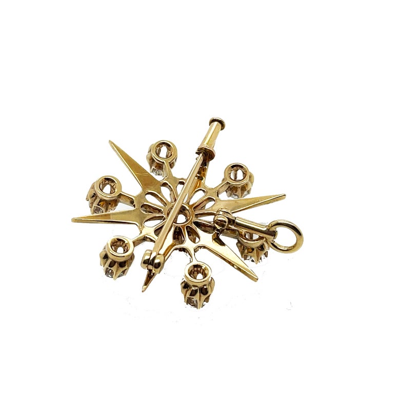 1880 Victorian Old Mine Cut Diamond Star Rose Gold Pin/Pendant For Sale ...