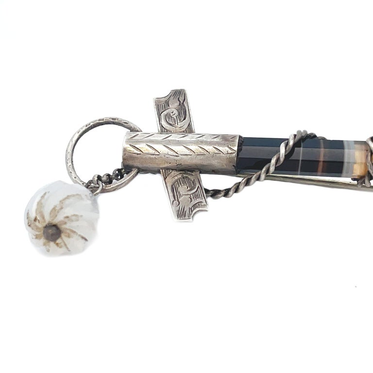 1880 Victorian Scottish Agate Sterling Silver Anchor Pin For Sale at ...