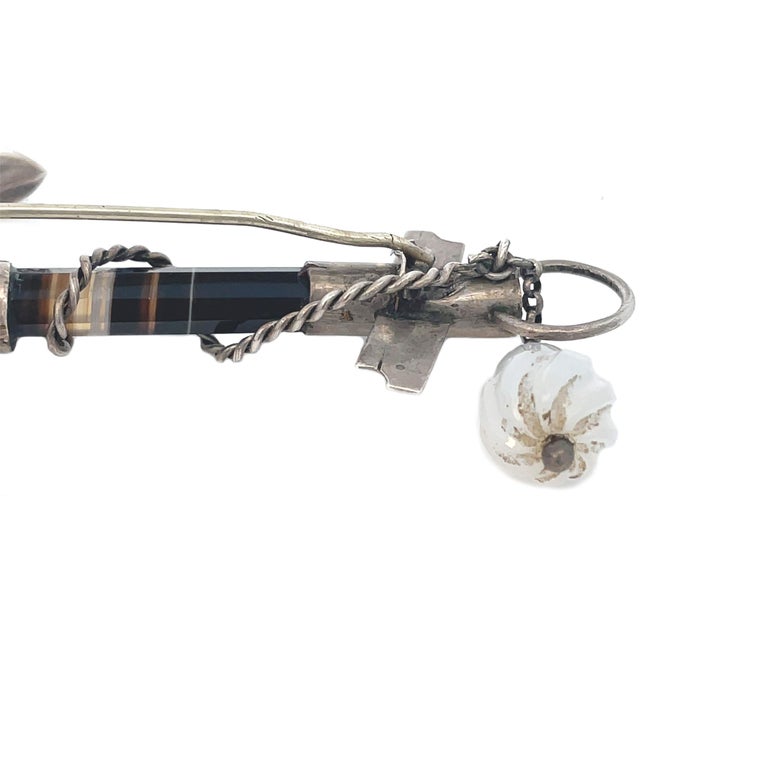 1880 Victorian Scottish Agate Sterling Silver Anchor Pin For Sale at ...