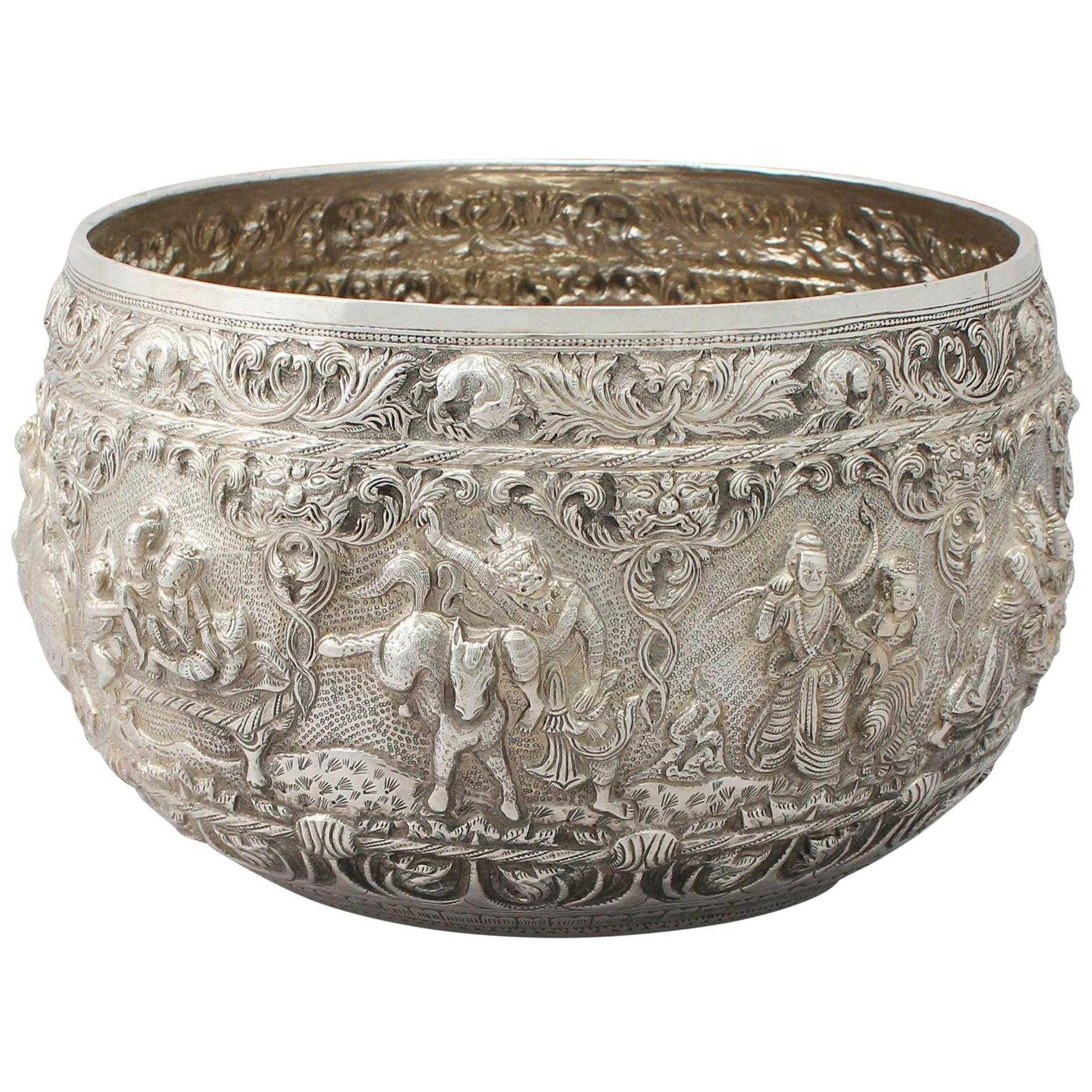 Antique Burmese Silver Bowl For Sale at 1stDibs