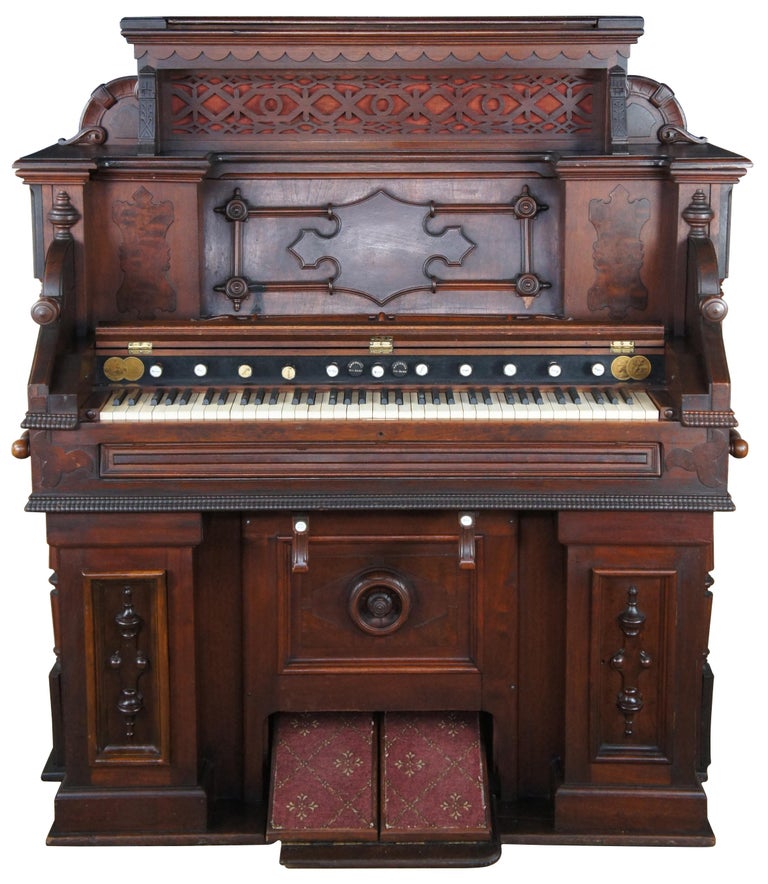 1880s Antique Victorian Eastlake W.W. Kimball Walnut Carved Chapal Pump ...