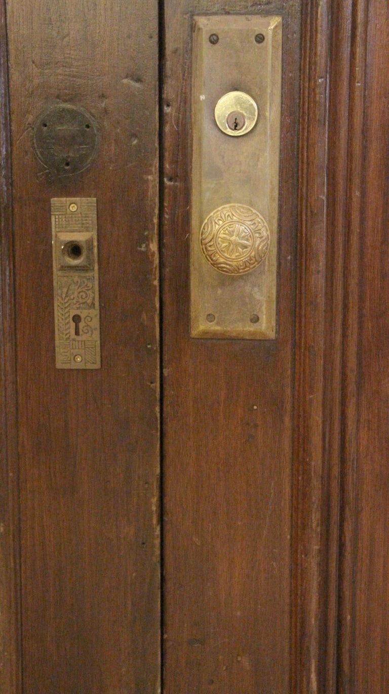 1880s Arched Walnut Brownstone Entry Double Doors with Frosted Glass ...