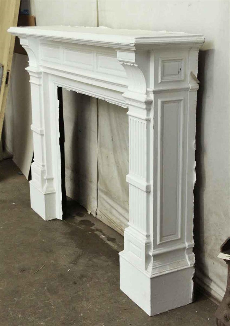 1880s Baroque Style White Antique Wooden Mantel at 1stDibs