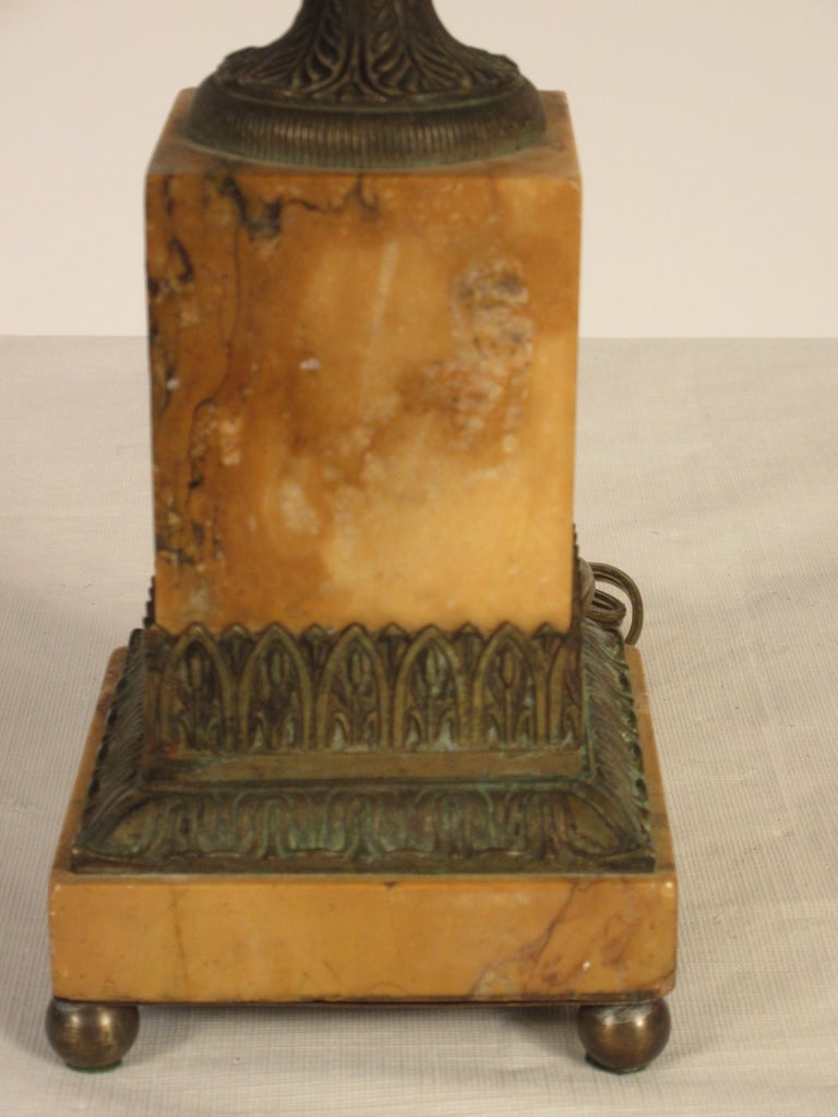 1880s Classical Bronze Urn on Sienna Marble Base For Sale at 1stDibs