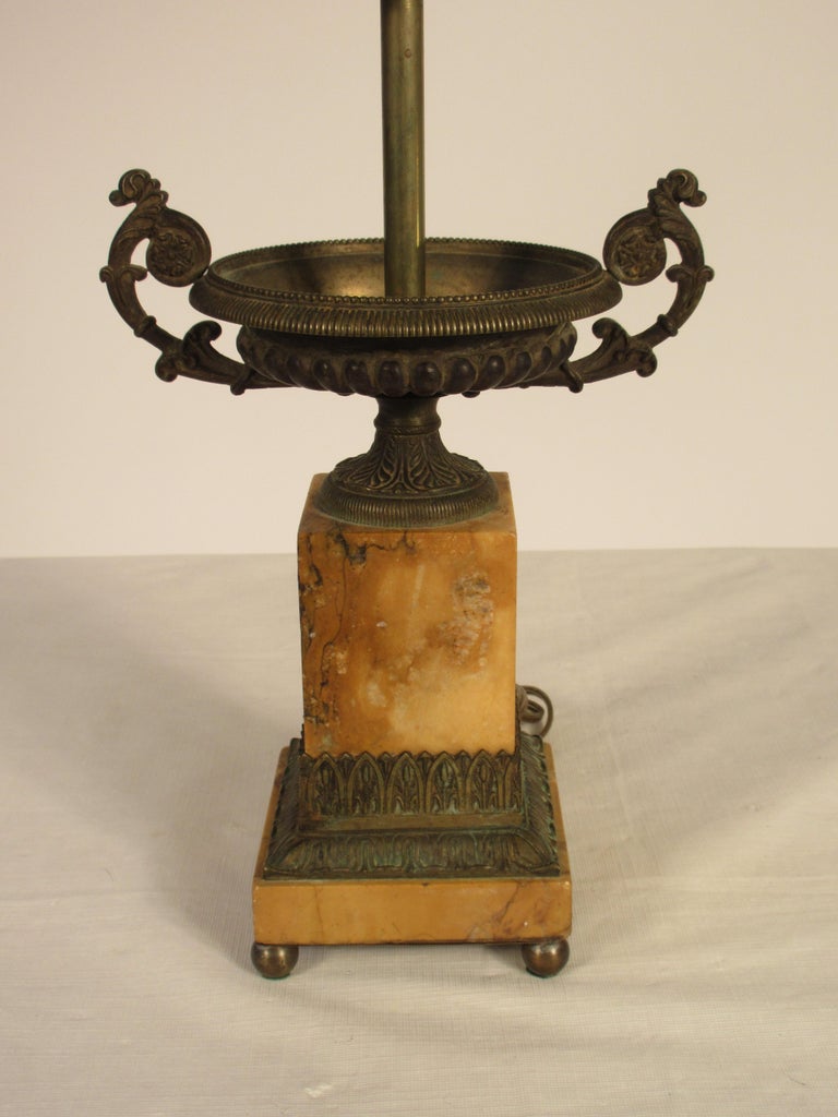 1880s Classical Bronze Urn on Sienna Marble Base For Sale at 1stDibs