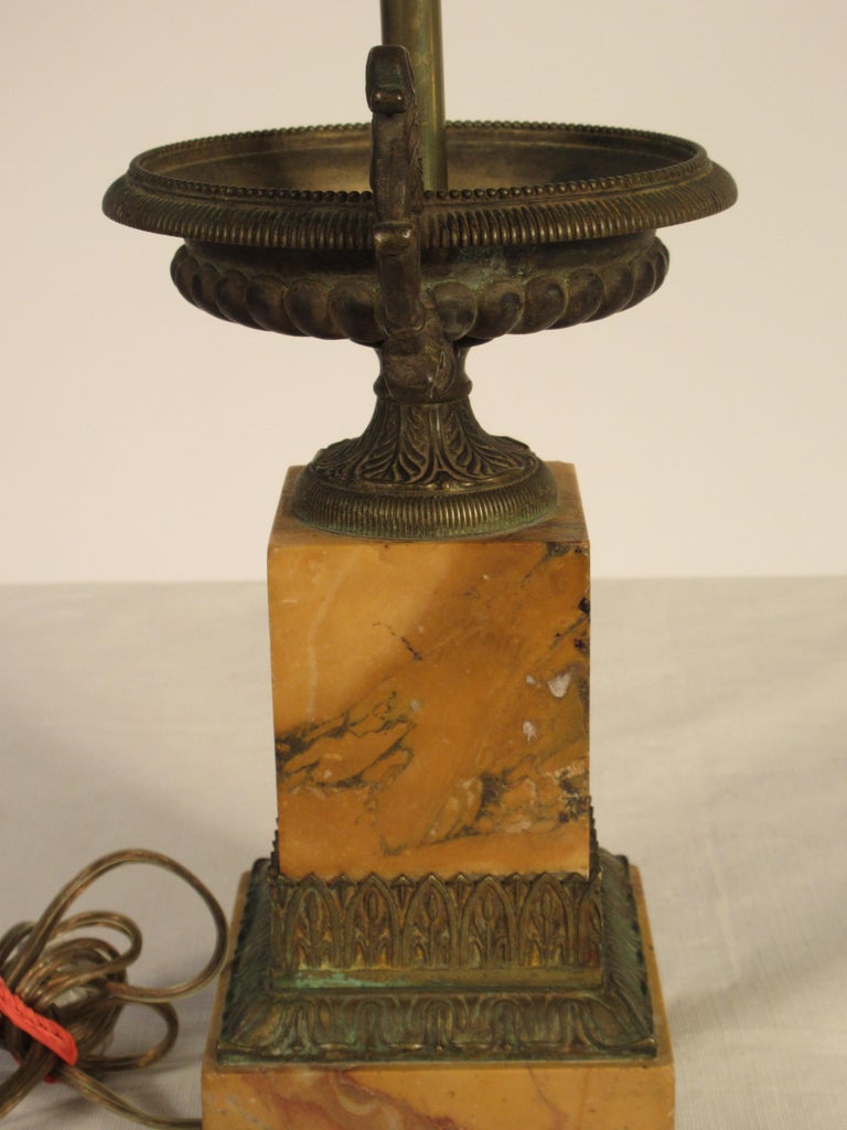 1880s Classical Bronze Urn on Sienna Marble Base For Sale at 1stDibs