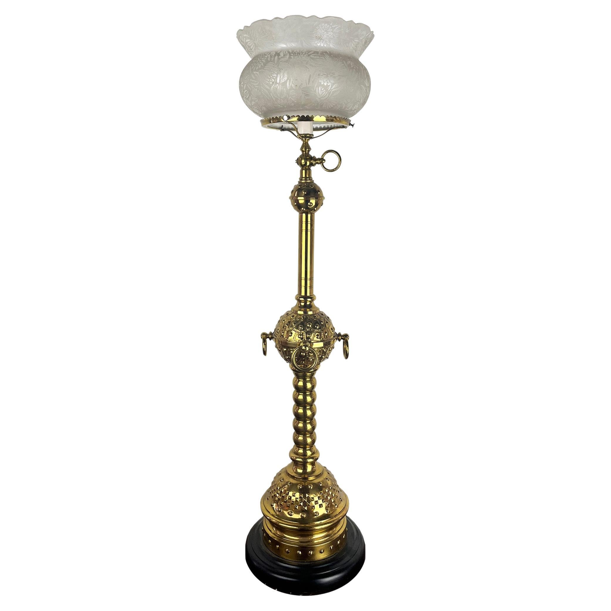 1880s Converted Gas Bronze Eastlake Newel Post Light Attributed to ...