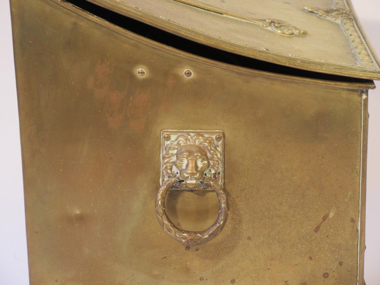 1880s English Brass Coal Box For Sale at 1stDibs
