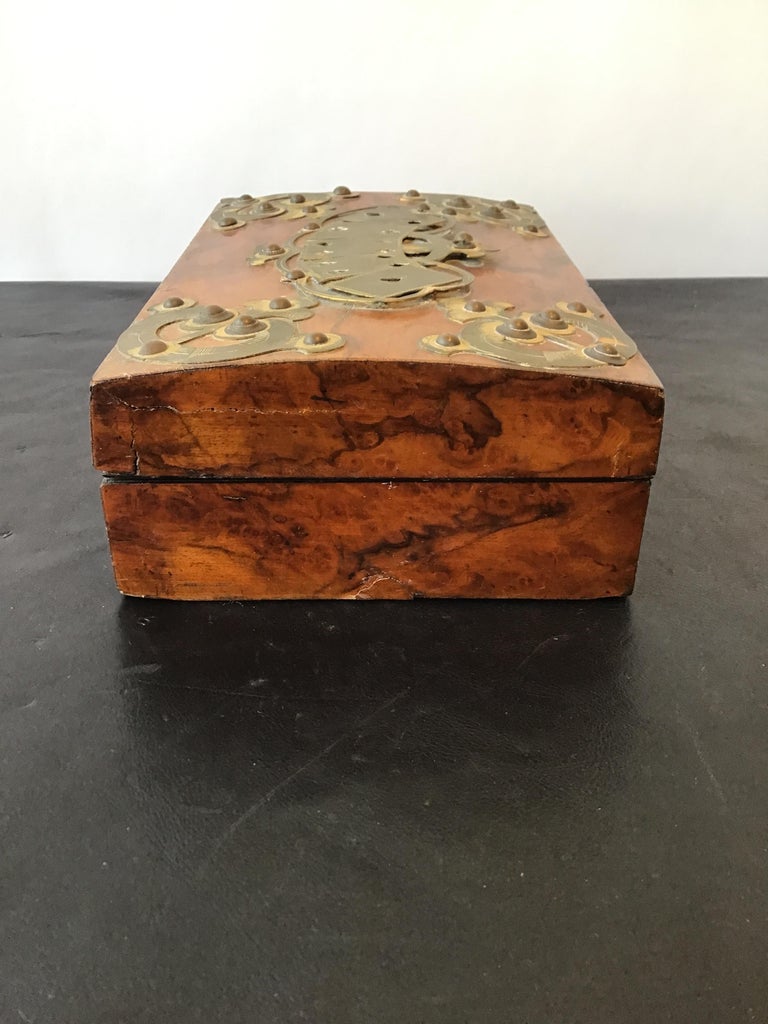 1880s English Wood and Brass Overlay Card Box For Sale at 1stDibs