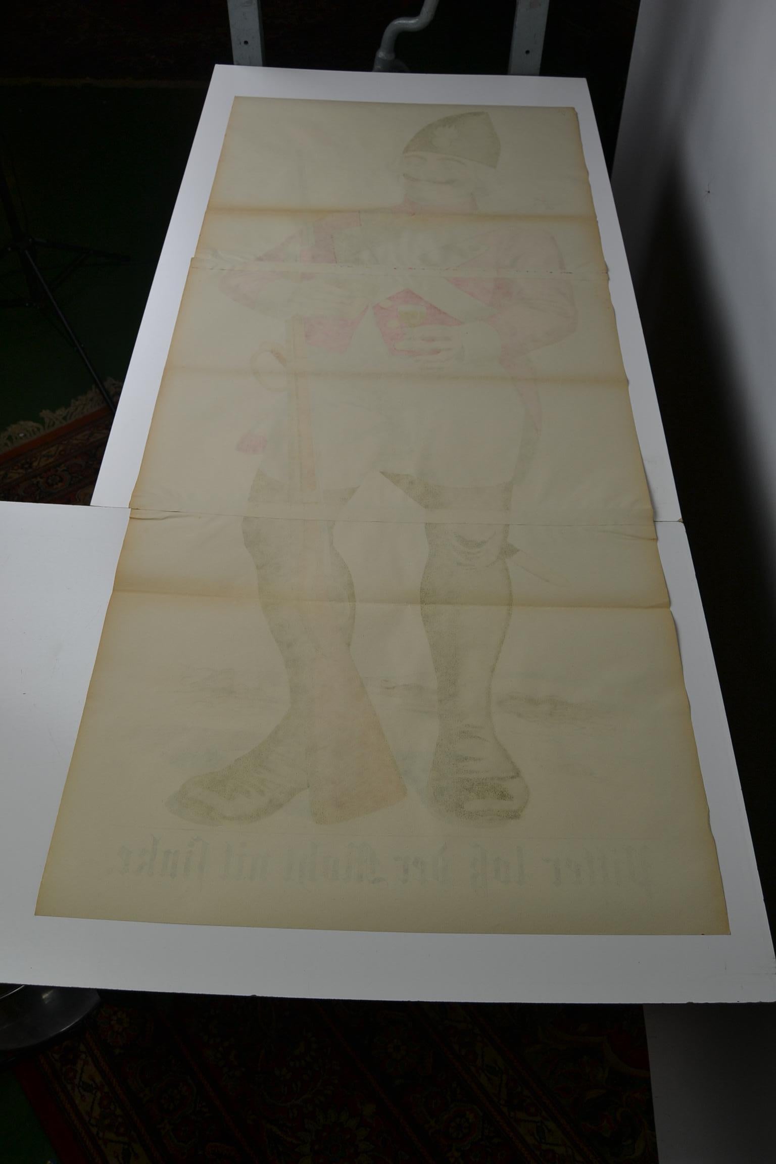 1880s European Lifesize Stone Lithography Poster with an Officer For ...