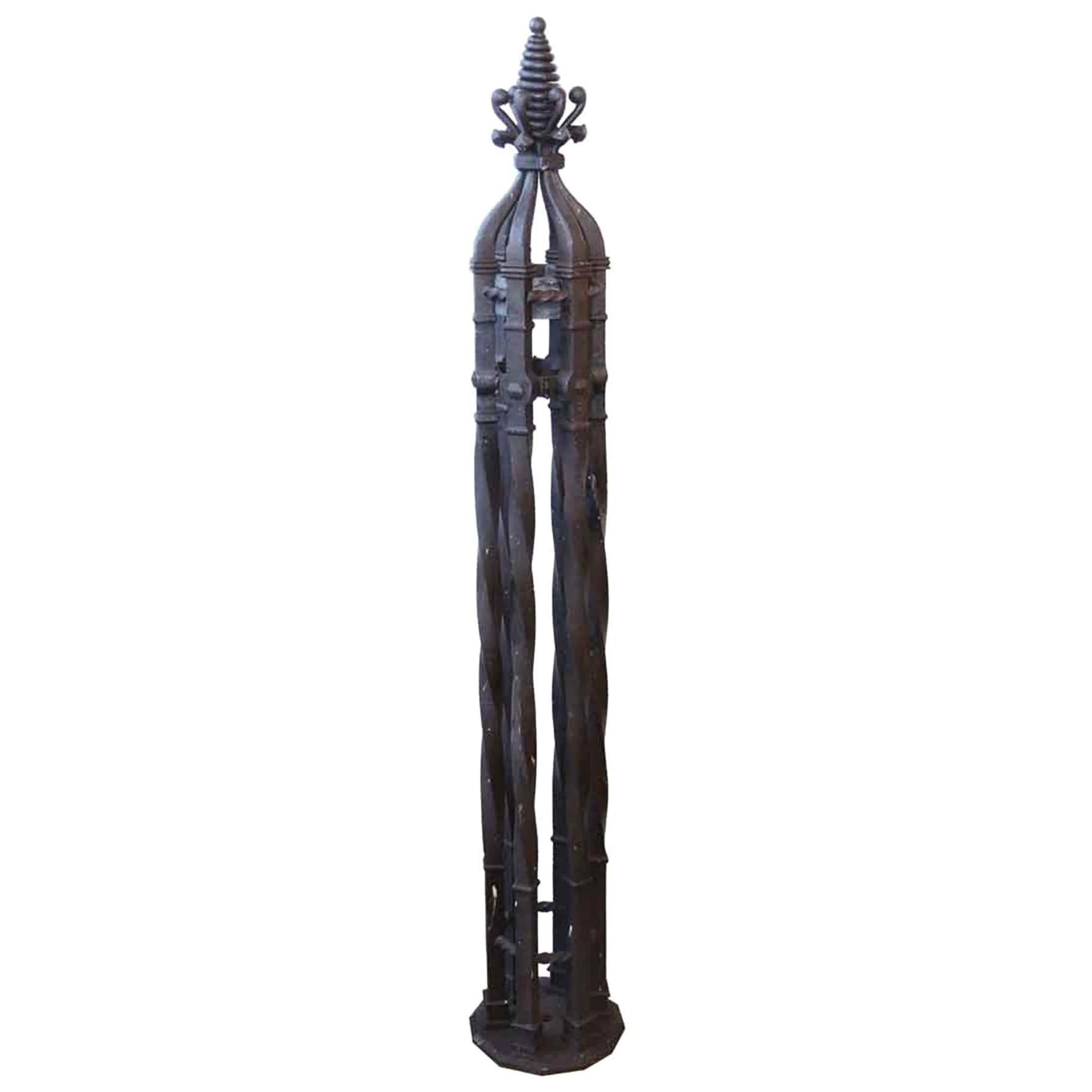 1880s Five Foot Cast and Wrought Iron Stair Post in a Black Finiah For ...