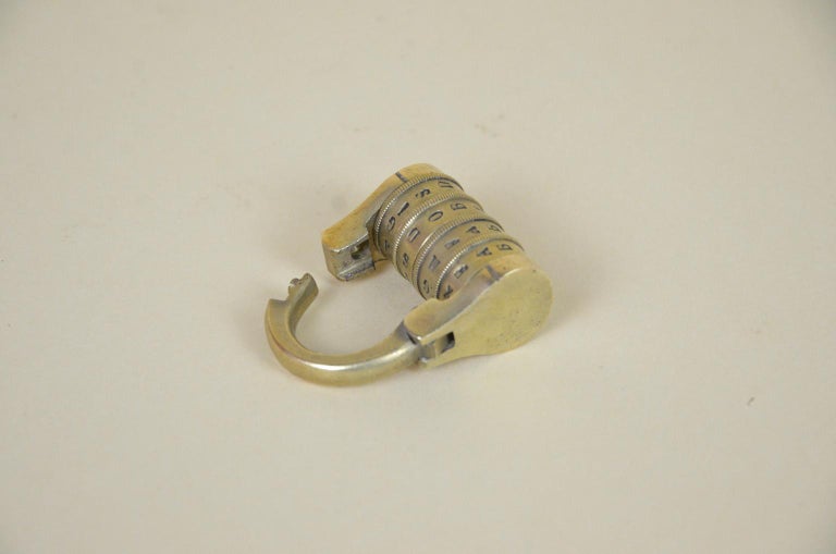 1880s French Vintage Brass Lock with Four Letters Alphabetical ...