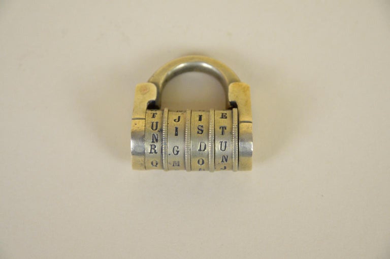 1880s French Vintage Brass Lock with Four Letters Alphabetical ...