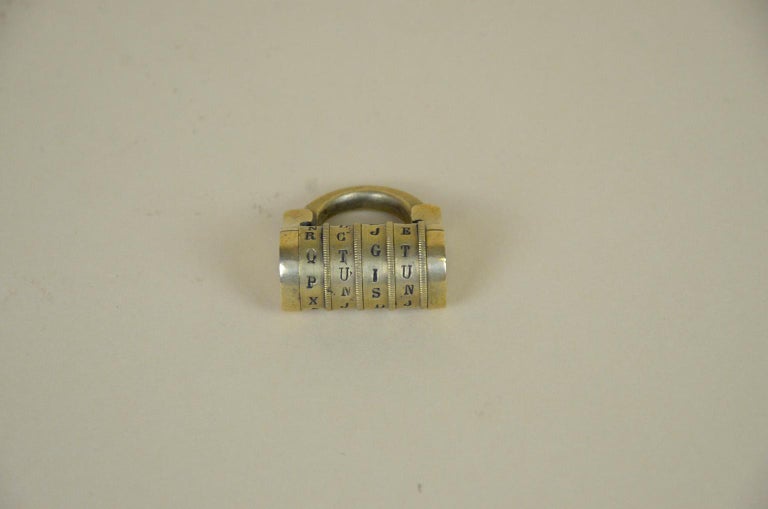 1880s French Vintage Brass Lock with Four Letters Alphabetical ...