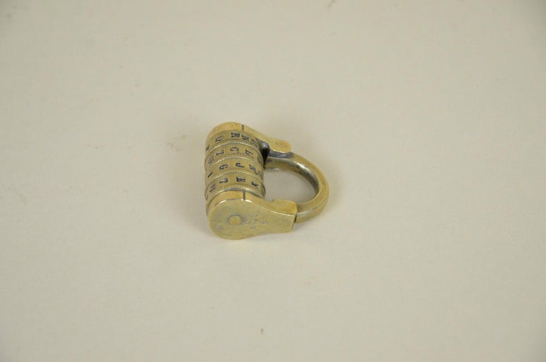 1880s French Vintage Brass Lock with Four Letters Alphabetical ...