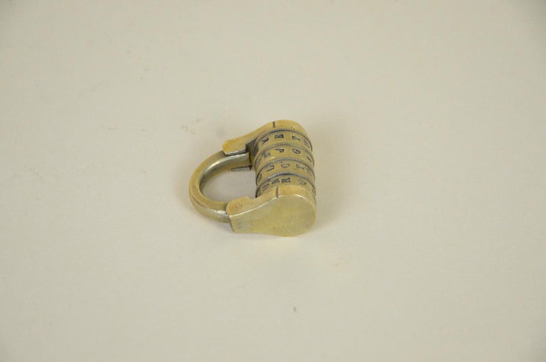 1880s French Vintage Brass Lock with Four Letters Alphabetical ...
