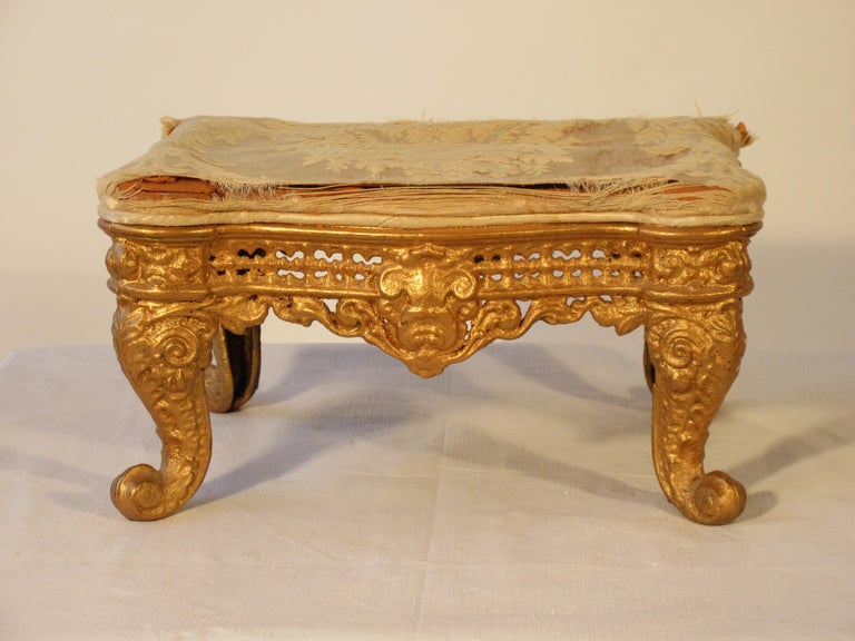 1880s Gold Painted Iron French Footstool at 1stDibs