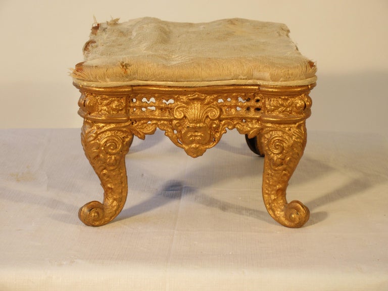 1880s Gold Painted Iron French Footstool at 1stDibs