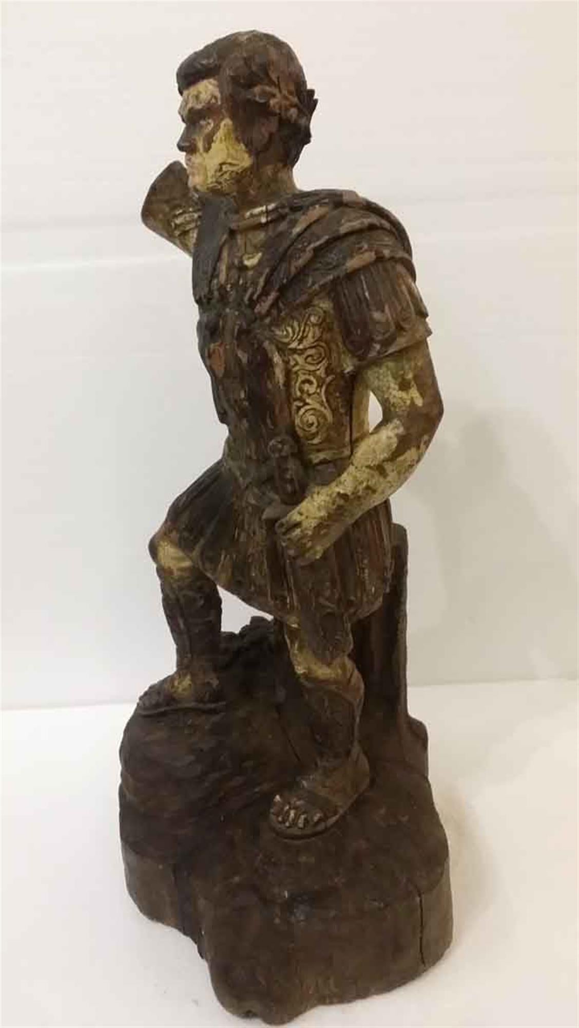 1880s Painted Carved Wood Roman Soldier Statue in Full Battle Attire ...