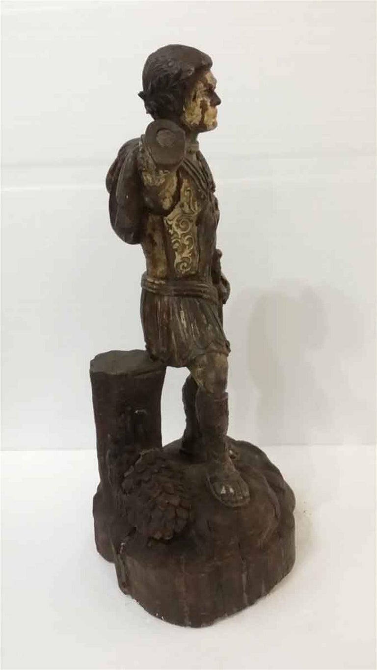 1880s Painted Carved Wood Roman Soldier Statue in Full Battle Attire ...